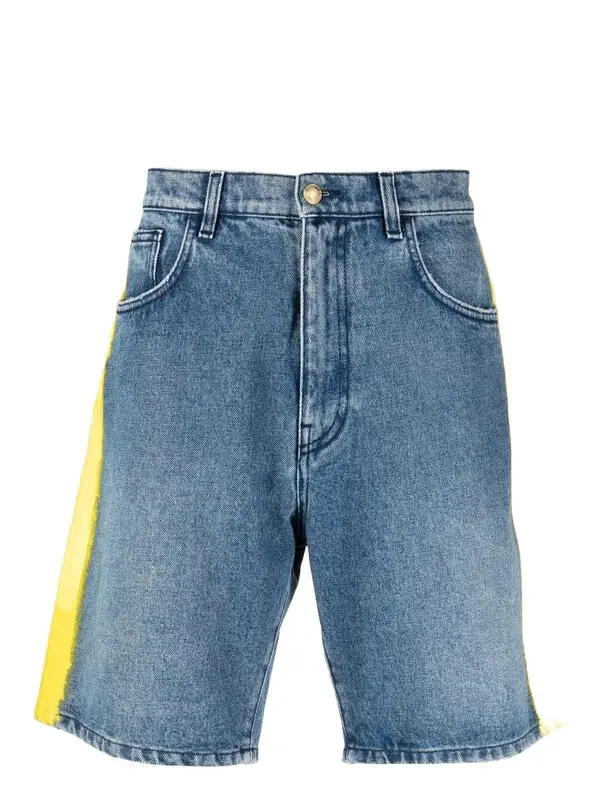 Moschino Denim Shorts With Side Stripe Detail - Blue