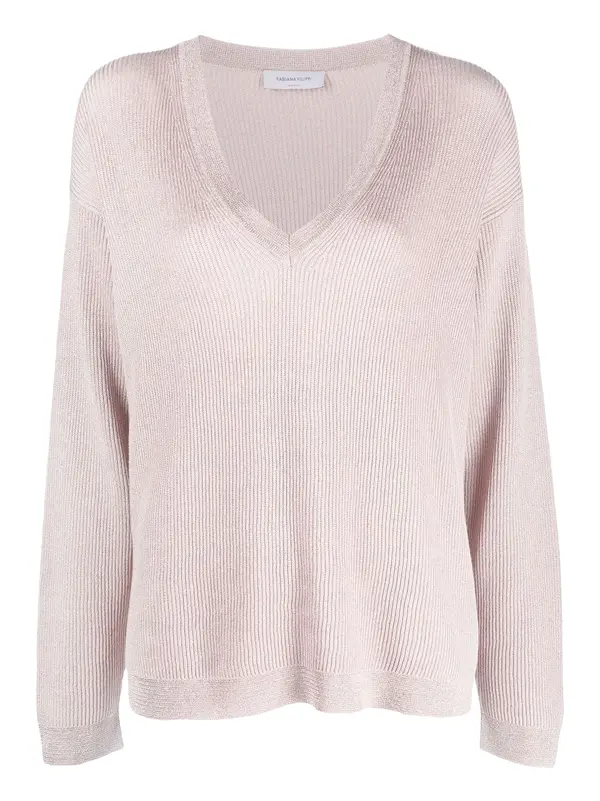 Fabiana Filippi Glitter-detail V-neck Sweater - Pink