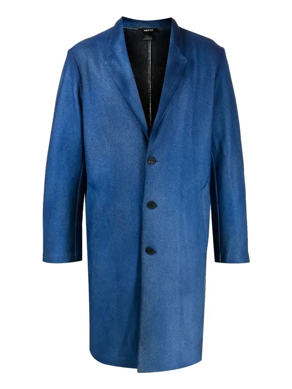 Avant Toi Painted-effect Merino-wool Overcoat - Blue
