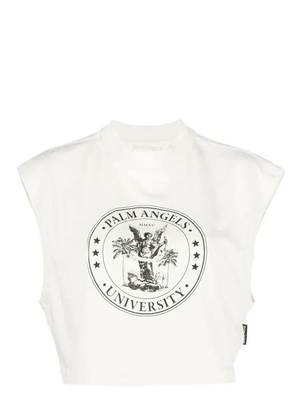 Palm Angels College Logo-print Muscle T-shirt - Neutrals