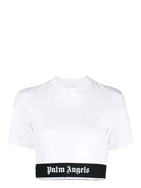 Palm Angels Logo-underband Cropped T-shirt - White