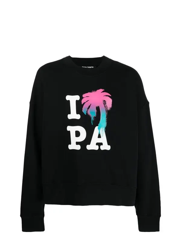 Palm Angels I Love Pa Crewneck Sweatshirt - Black