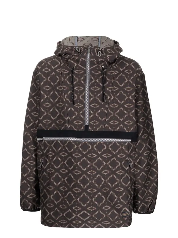 WHITE MOUNTAINEERING Geometric Pattern Half-zipped Jacket - Brown