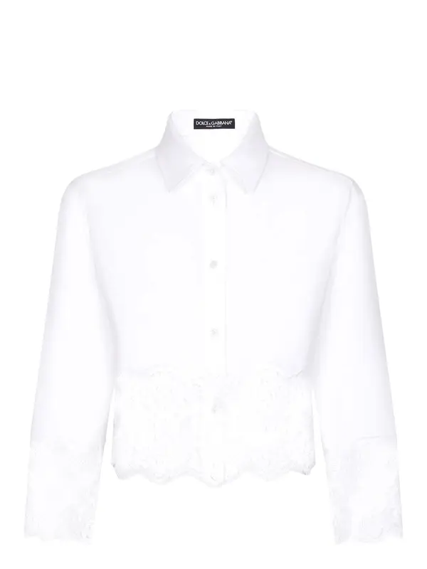 Dolce & Gabbana Lace Insert Poplin Shirt - White