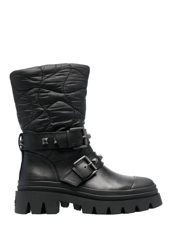 Ash Buckle-detail Faux Leather Boots - Black