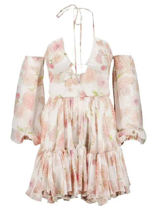 Giambattista Valli Floral-print Ruffled Mini Dress - White