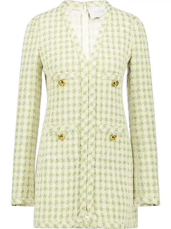 Giambattista Valli Check-print Tweed Blazer Dress - Green