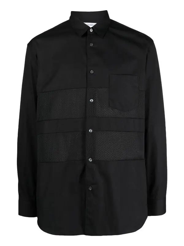 Comme Des Garçons Panelled Long-sleeved Shirt - Black