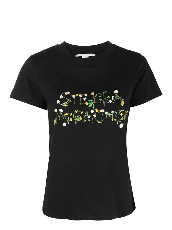 Stella McCartney Dandelion Logo-print T-shirt - Black