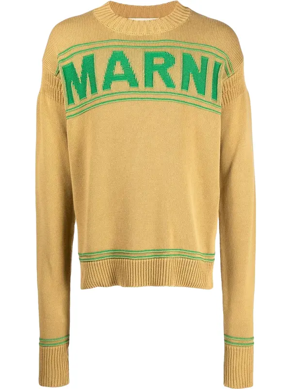 Marni Logo-print Knit Jumper - Neutrals