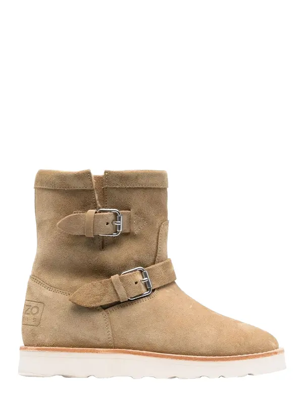 Kenzo Buckle-detail Suede Boots - Neutrals