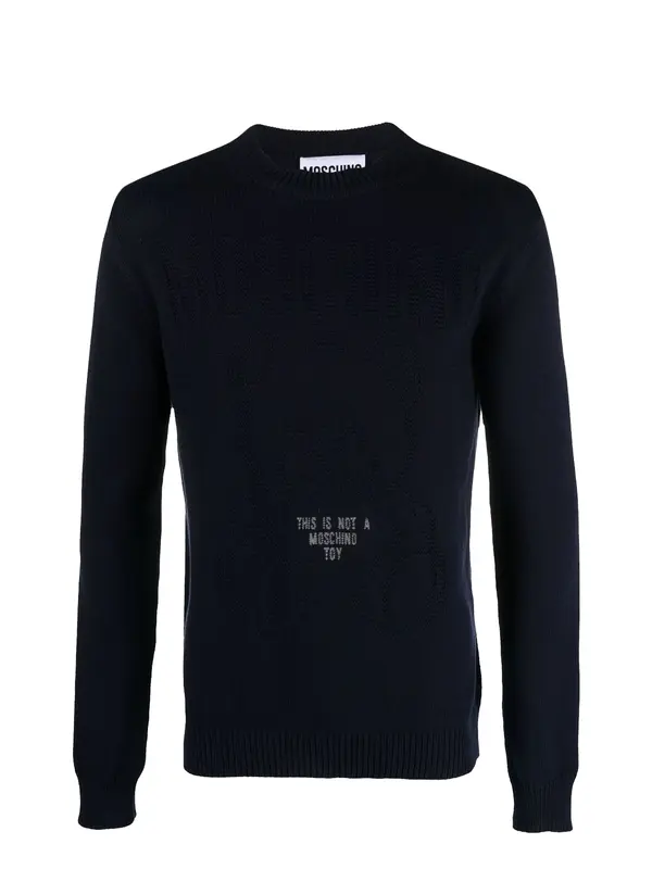 Moschino Slogan-intarsia Sweater - Blue