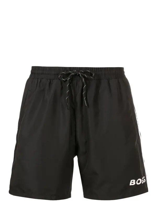 Hugo Boss Logo-print Swim Shorts - Black