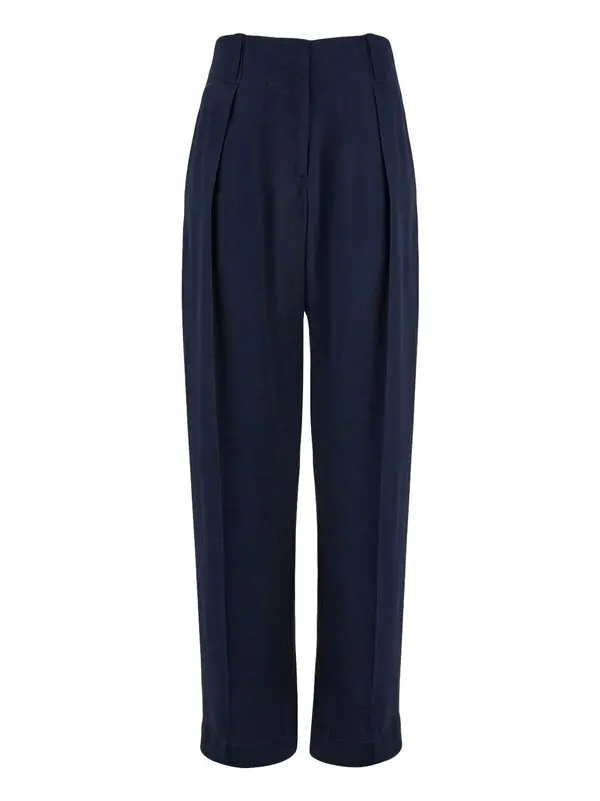FERRAGAMO Silk Wide-leg Trousers - Blue