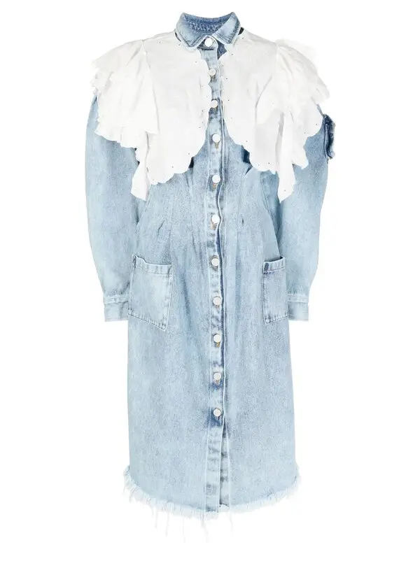 Natasha Zinko Ruffle-detail Shirt Dress - Blue