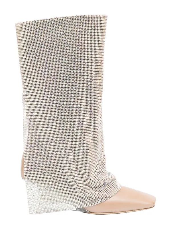 Benedetta Bruzziches Virginia 95mm Crystal-drape Boots - Neutrals