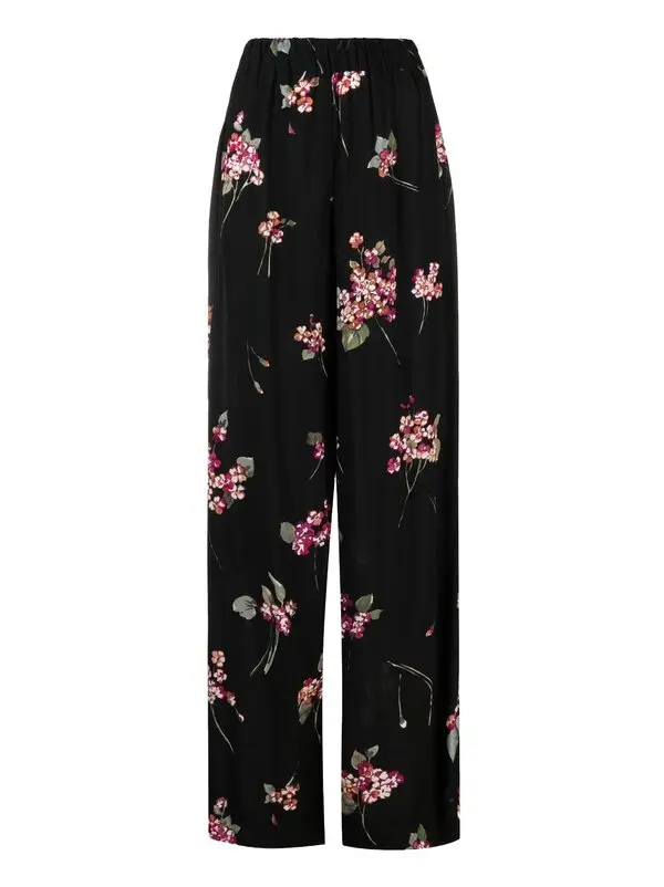 TWINSET Floral-print Palazzo Trousers - Black