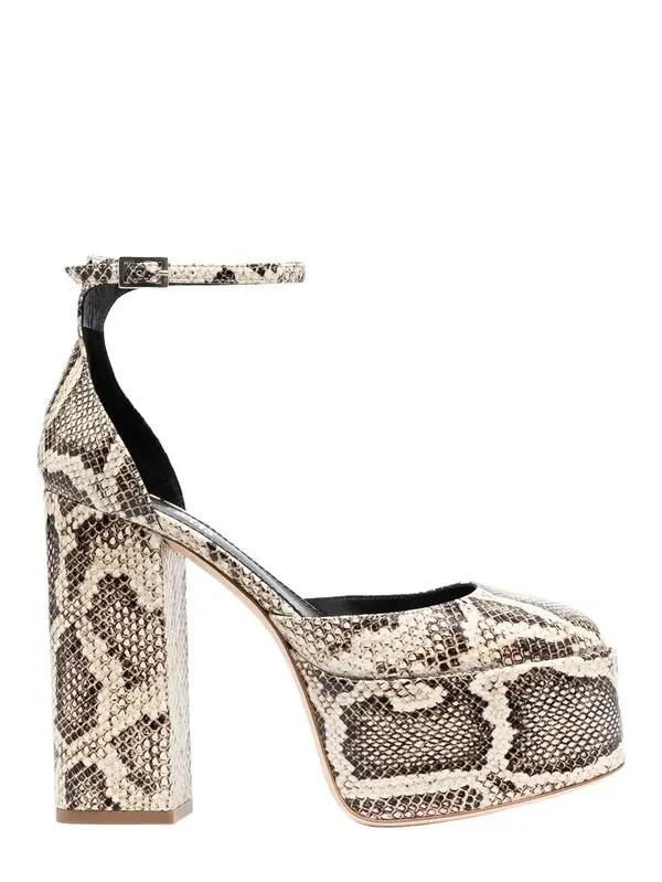Paris Texas Snakeskin-effect 140mm Platform Pumps - Neutrals