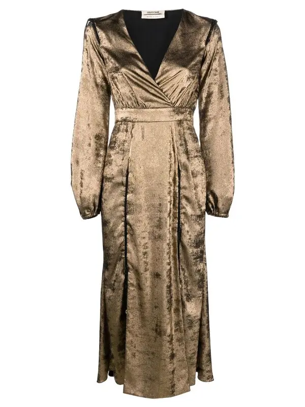 Roberto Cavalli Velvet Wrap Dress - Gold