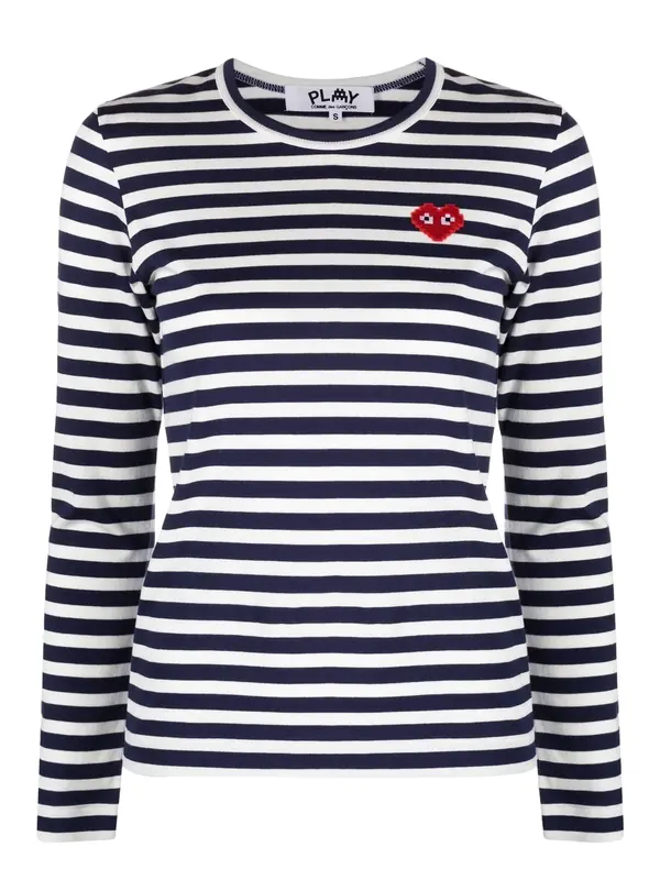 Play Comme Des Garcon Horizontal Stripe Long-sleeve T-shirt - Blue