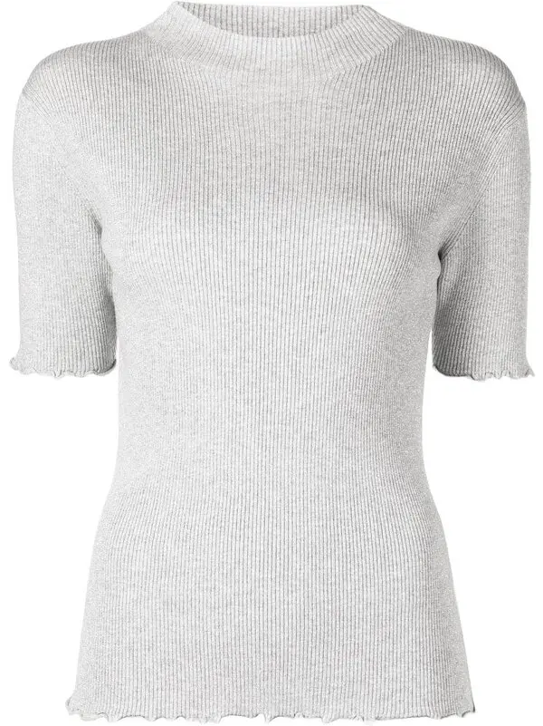 3.1 Phillip Lim Lurex Ribbed Short-sleeve Top - Grey