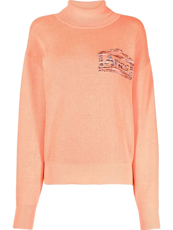 Aries Logo-print Roll-neck Jumper - Orange