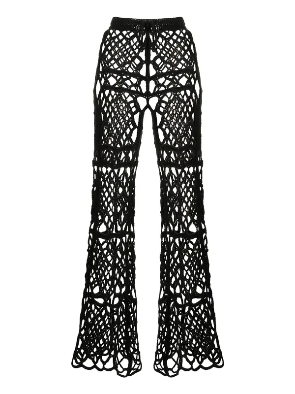 Anna Sui Layered Macramé Trousers - Black