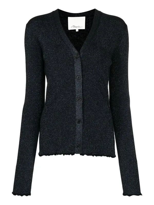 3.1 Phillip Lim Long-sleeve Cardigan With Ruffle Seams - Blue