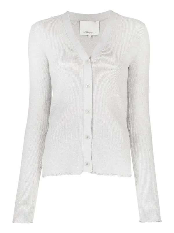 3.1 Phillip Lim Ruffle-seamed Long-sleeve Cardigan - Grey