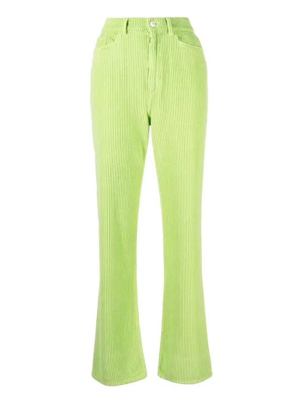 WANDLER Ribbed Straight-leg Trousers - Green