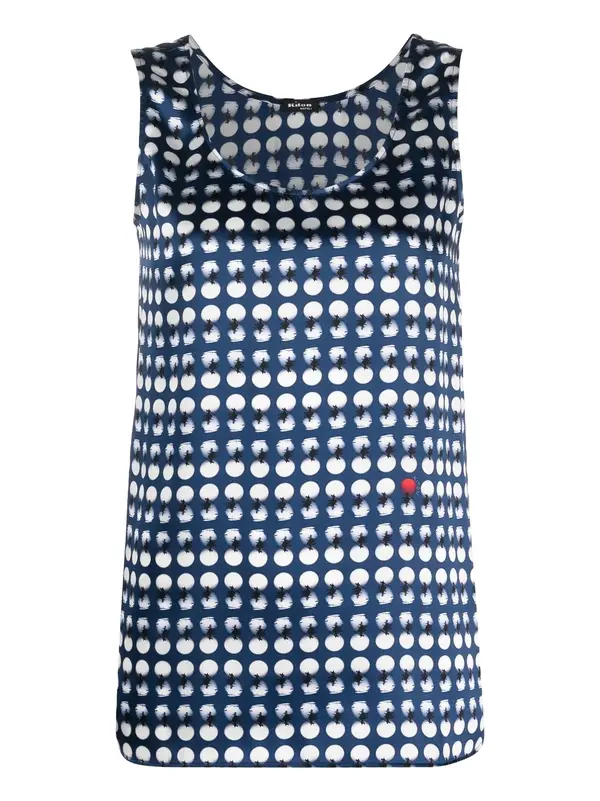 Kiton Polka-dot Silk Top - Blue