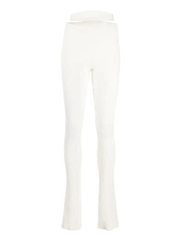 ANDREĀDAMO Cut-out Waist Ribbed Trousers - White