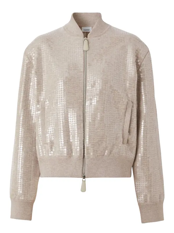 Burberry Sequinned Bomber Jacket - Neutrals