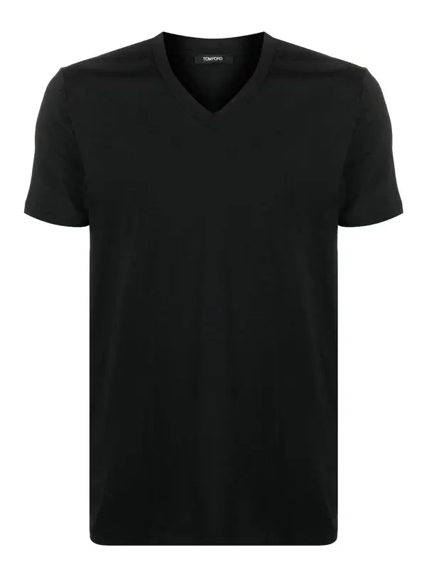 TOM FORD V-neck Short-sleeved T-shirt - Black