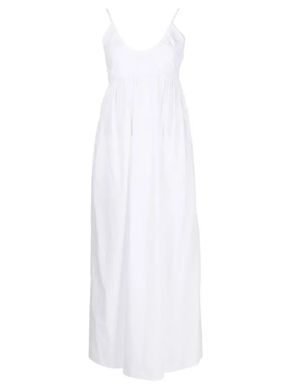 BIRD & KNOLL Ruffled Cotton Maxi Dress - White