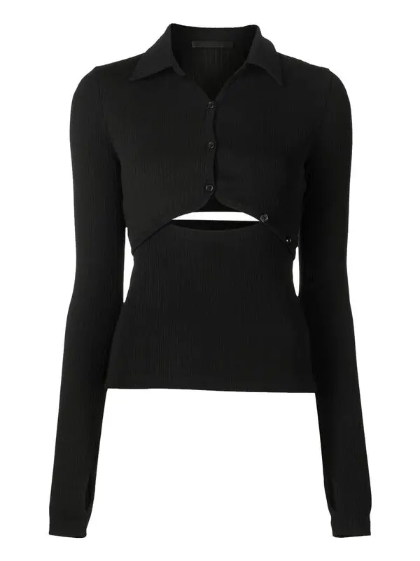 Helmut Lang Cut-out Button-up Top - Black