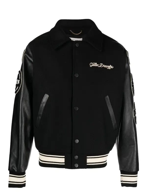 Golden Goose Embroidered Letterman Jacket - Black