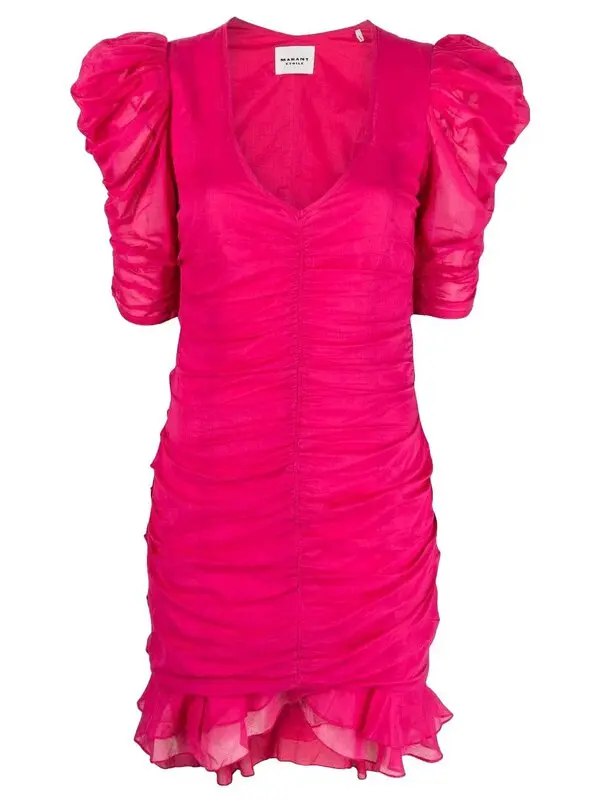 MARANT ETOILE Sireny Puff-sleeve Mini Dress - Pink