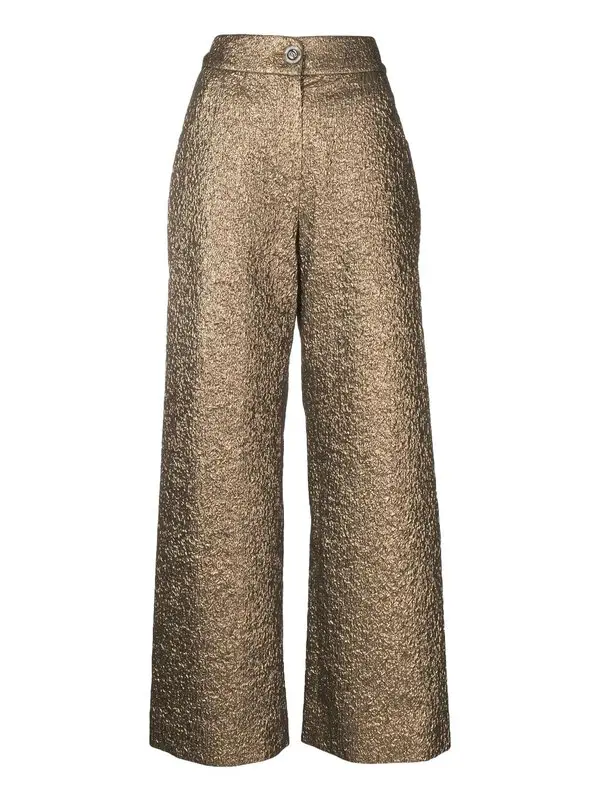 Shiatzy Chen Genisis Metallic Textured Trousers - Gold