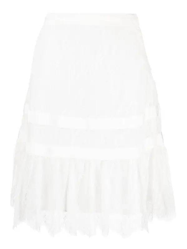 Shiatzy Chen Lace Knee-length Skirt - White