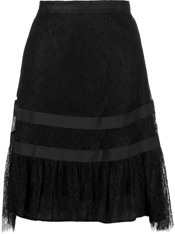 Shiatzy Chen Lace Knee-length A-line Skirt - Black