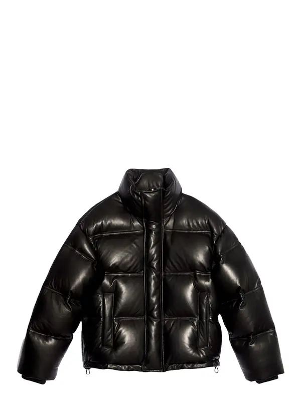Ami Leather Down Jacket - Black