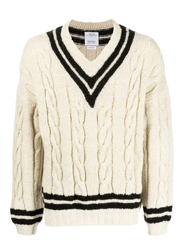 Visvim Cable-knit V-neck Jumper - White
