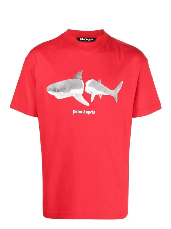 Palm Angels Shark-print T-shirt - Red