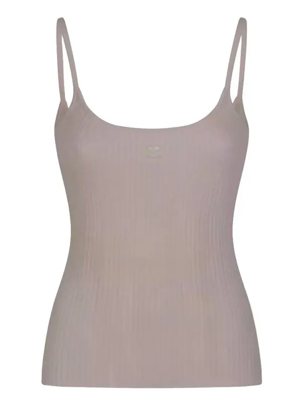 COURREGES Ribbed Logo-detail Top - Pink