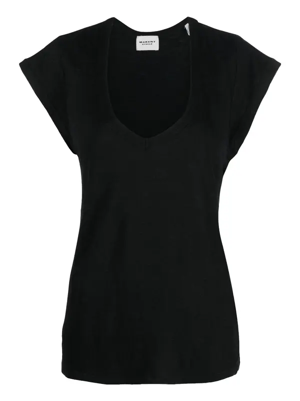 MARANT ETOILE Zankou Linen Top - Black