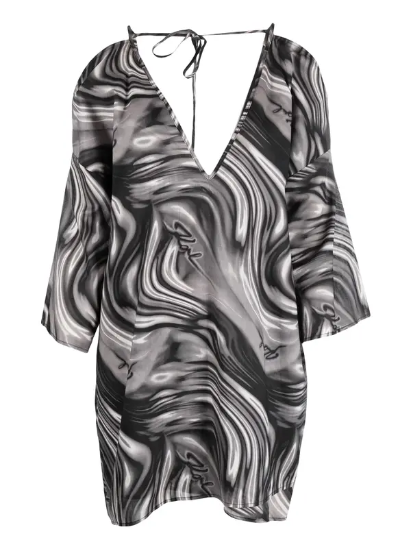 Karl Lagerfeld Swirl-print Mini Kaftan Dress - Grey