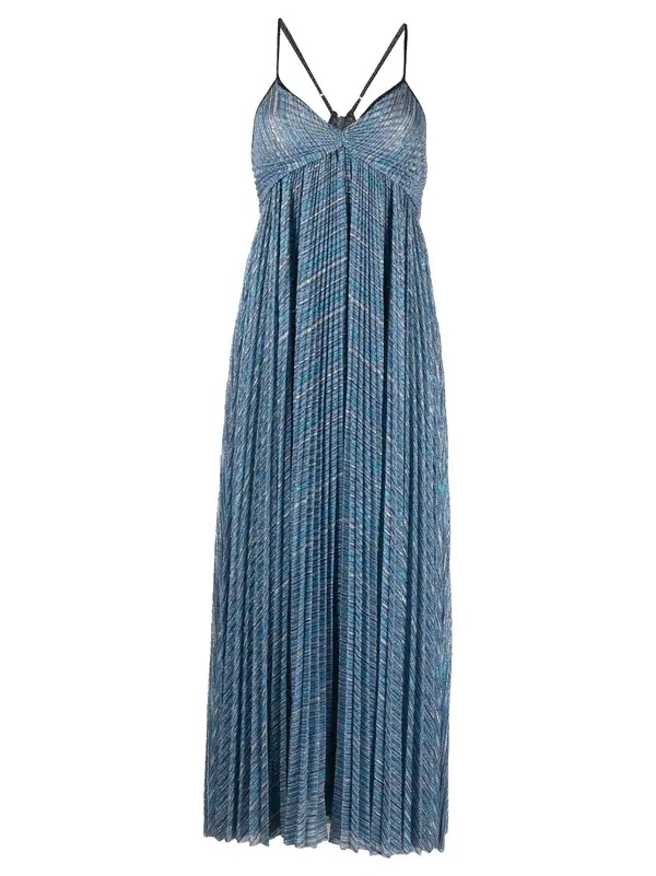 FORTE_FORTE Pleated Empire-line Dress - Blue