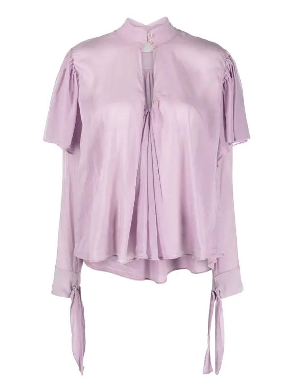 FORTE_FORTE Ruffled Draped Blouse - Purple