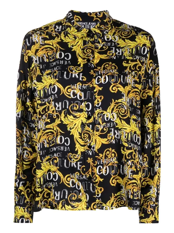 Versace Baroque Logo-print Shirt - Black